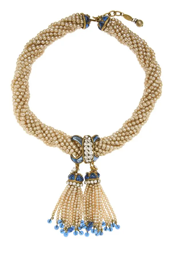 Chanel Gripoix Faux Pearl Necklace - Blue