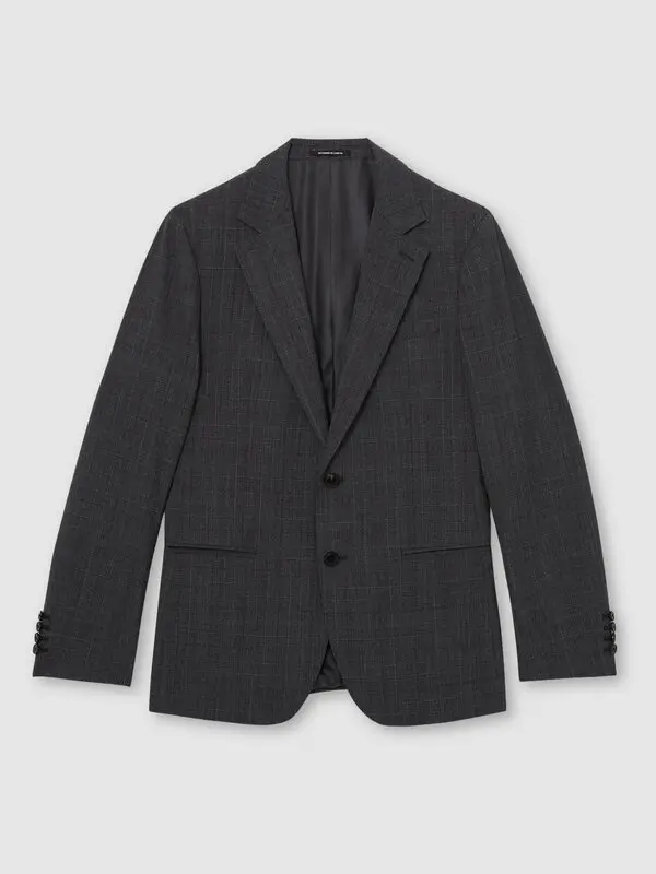 REISS Wool-blend Single-breasted Check Blazer