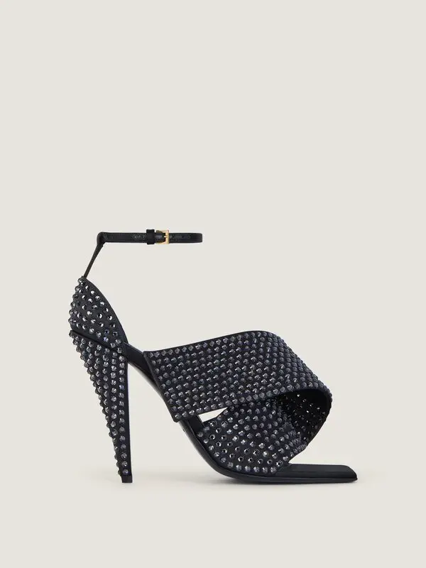 Givenchy Sliced Square Heeled Sandals With Strass