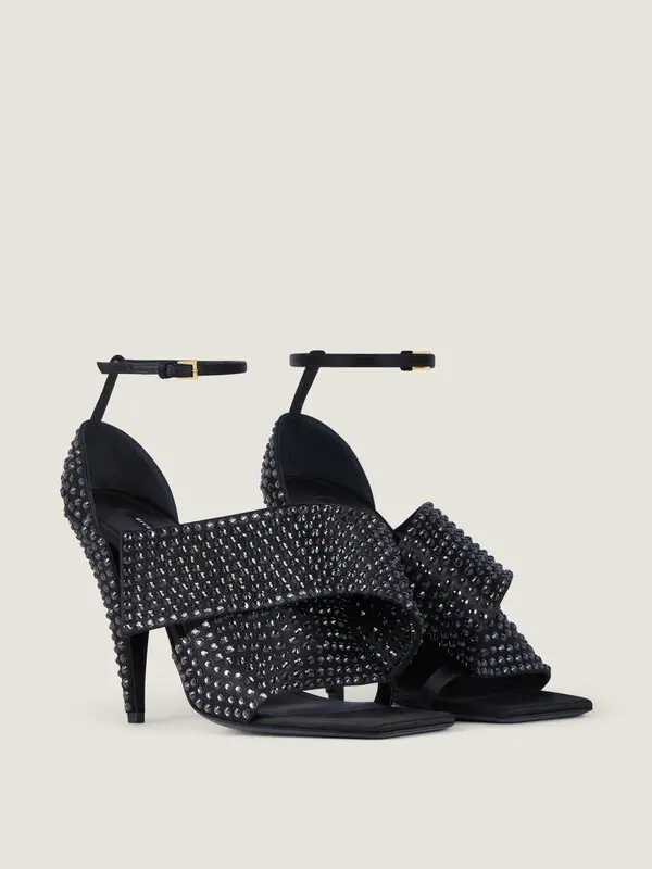 Givenchy Sliced Square Heeled Sandals With Strass