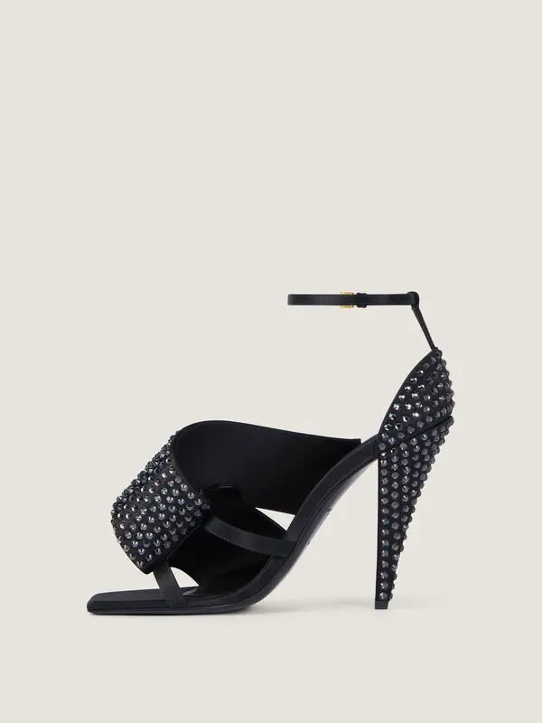 Givenchy Sliced Square Heeled Sandals With Strass