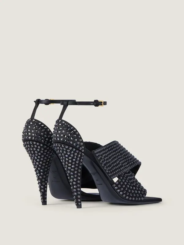 Givenchy Sliced Square Heeled Sandals With Strass
