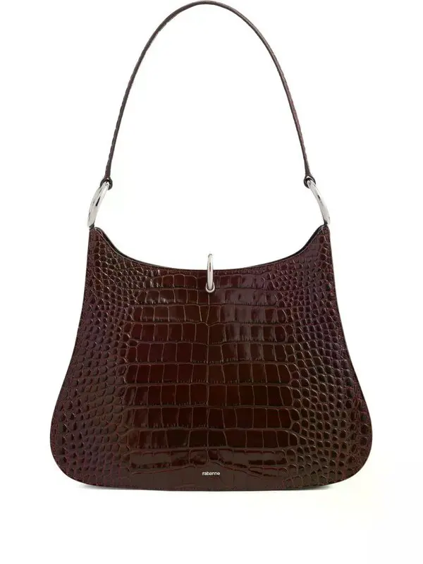 Rabanne Embossed Leather Shoulder Bag - Brown