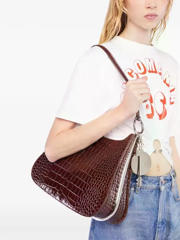 Rabanne Embossed Leather Shoulder Bag - Brown