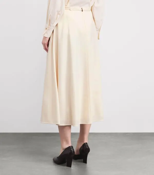 Agnona Virgin Wool A-line Midi Skirt