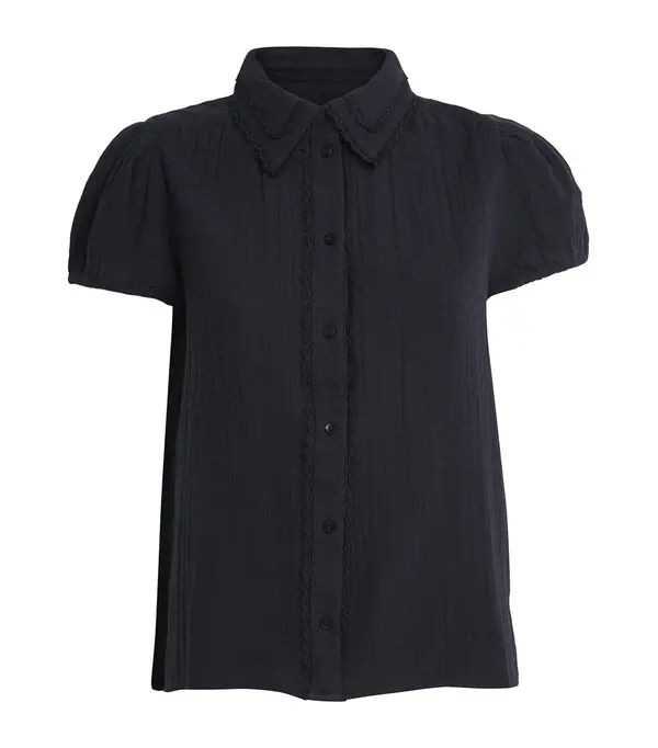 ME+EM Cotton Cheesecloth Blouse - Navy