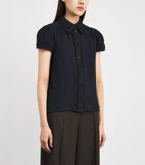 ME+EM Cotton Cheesecloth Blouse - Navy