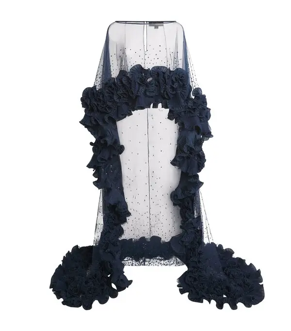 Jenny Packham Sheer Petal Bloom Cape - Navy