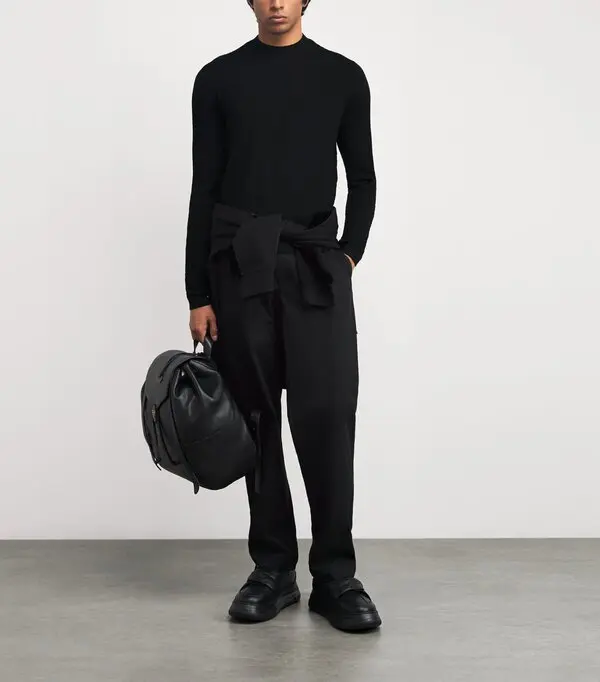 Emporio Armani Virgin Wool Jacquard Sweater - Black