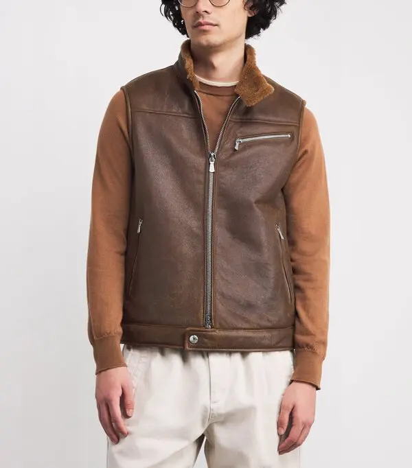 Eleventy Lambskin Shearling Gilet