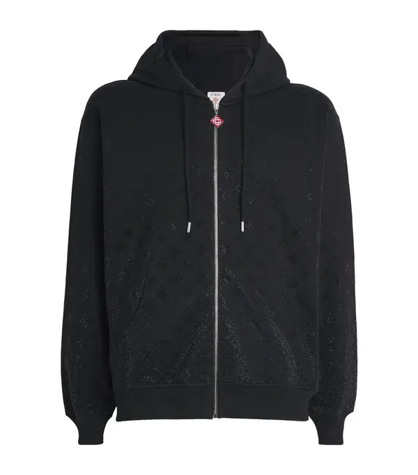 Casablanca Crystal Monogram Zip-up Hoodie