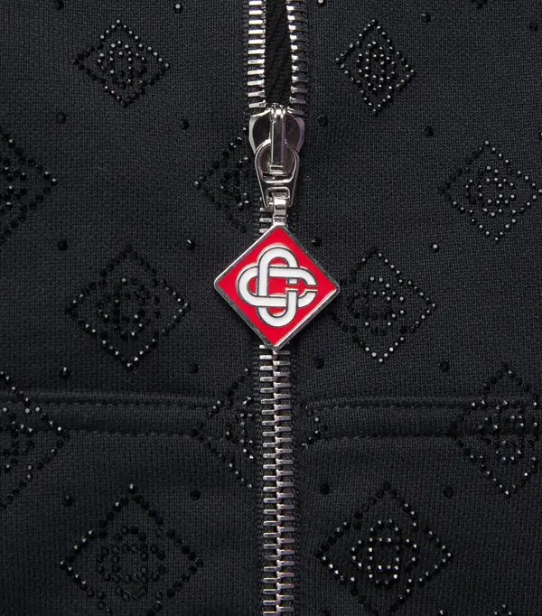 Casablanca Crystal Monogram Zip-up Hoodie