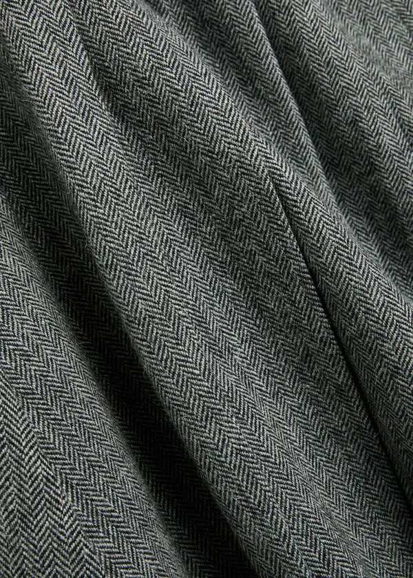 SELF-PORTRAIT Herringbone Pleated Wool-blend Mini Skirt