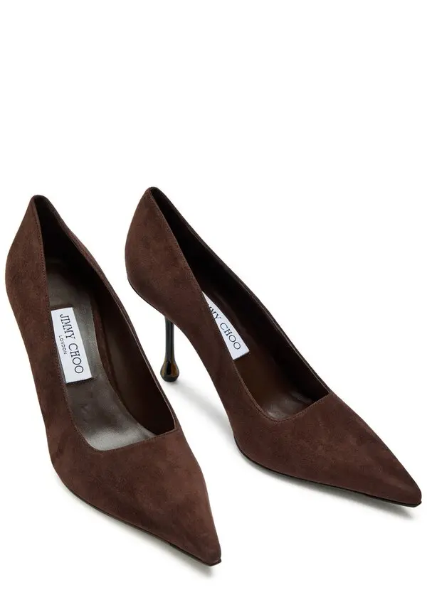 JIMMY CHOO Ixia 95 Marble-heel Suede Pumps
