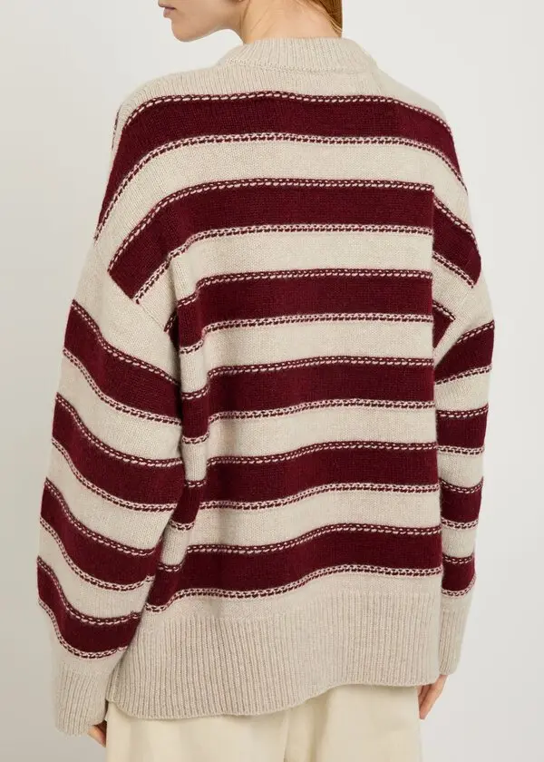THE ELDER STATESMAN Braided Striped Cashmere Jumper