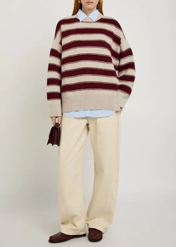 THE ELDER STATESMAN Braided Striped Cashmere Jumper