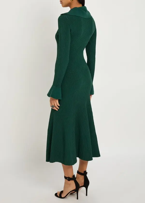SELF-PORTRAIT Ribbed Knit Midi Dress
