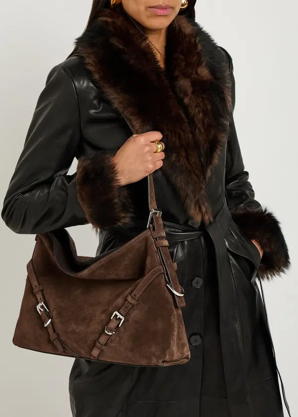 Givenchy Voyou Medium Suede Shoulder Bag