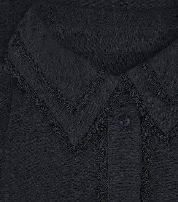 ME+EM Cotton Cheesecloth Blouse - Navy