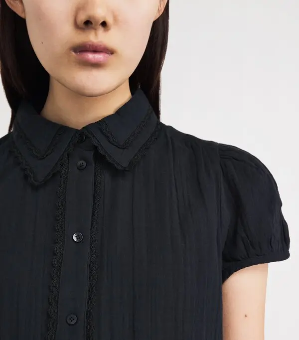 ME+EM Cotton Cheesecloth Blouse - Navy