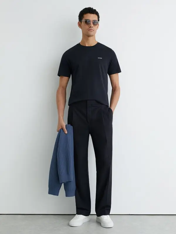 REISS Selby Cotton Logo Crew-neck T-shirt