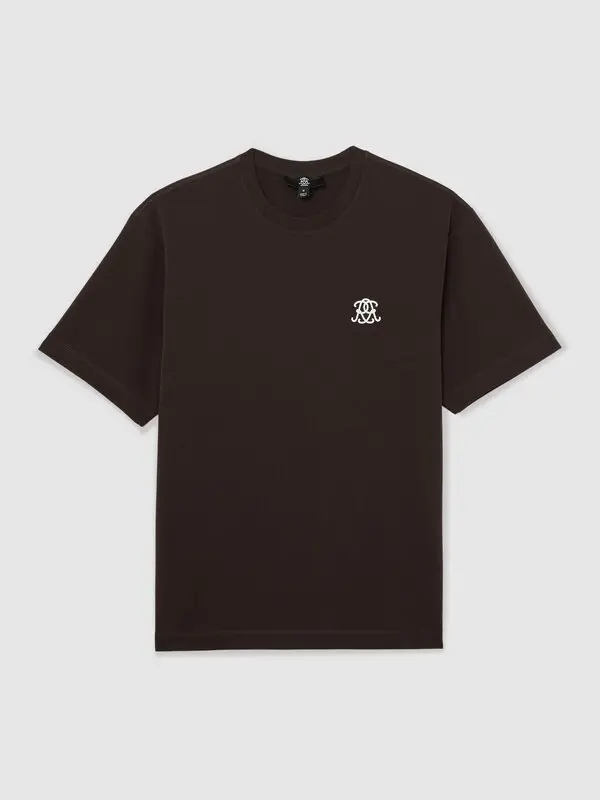REISS Crofton Monogram Coffee Relaxed-fit T-shirt