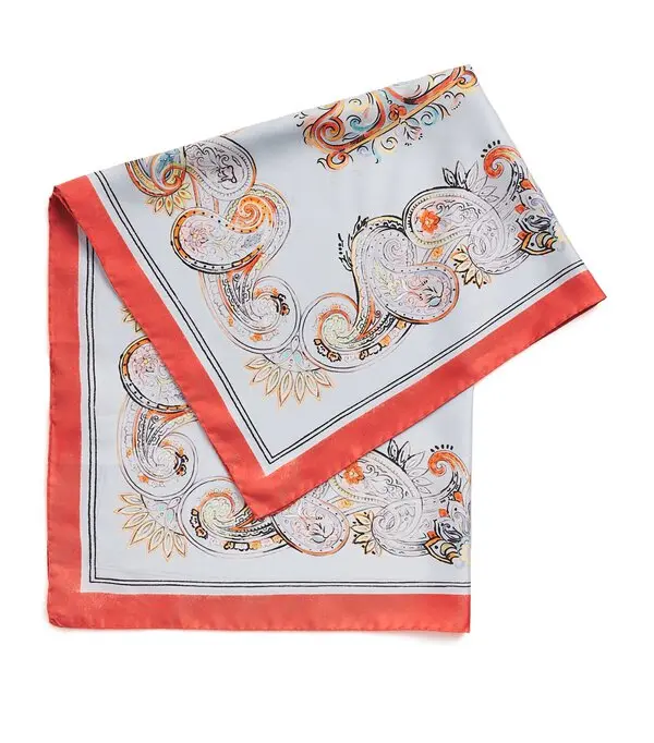 Etro Silk Paisley Foulard Scarf - Blue