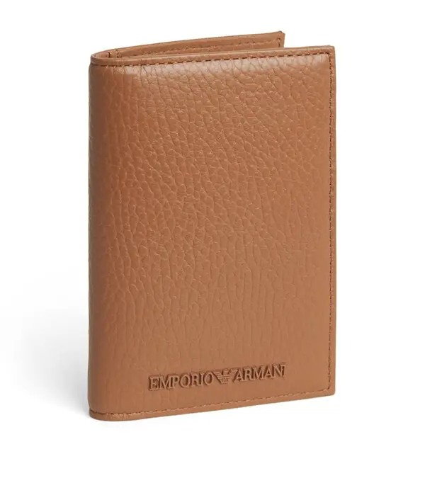Emporio Armani Leather Bifold Card Holder - Brown