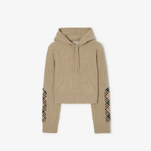 Burberry Check Patch Wool Cashmere Hoodie