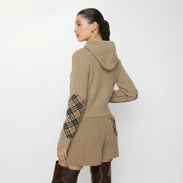 Burberry Check Patch Wool Cashmere Hoodie