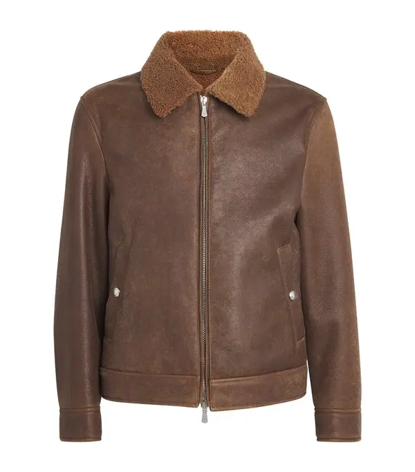 Eleventy Shearling Aviator Jacket