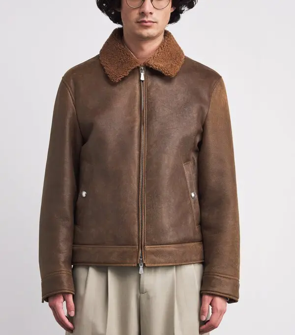 Eleventy Shearling Aviator Jacket