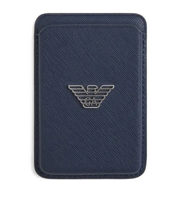 Emporio Armani Saffiano Leather Phone Card Holder - Blue