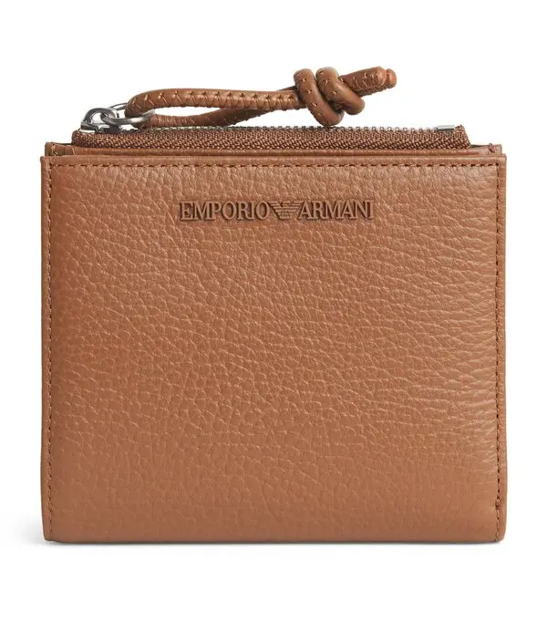Emporio Armani Leather Logo Bifold Wallet - Brown