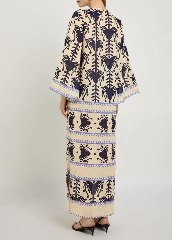 Johanna Ortiz Patterned Linen Maxi Tunic Dress