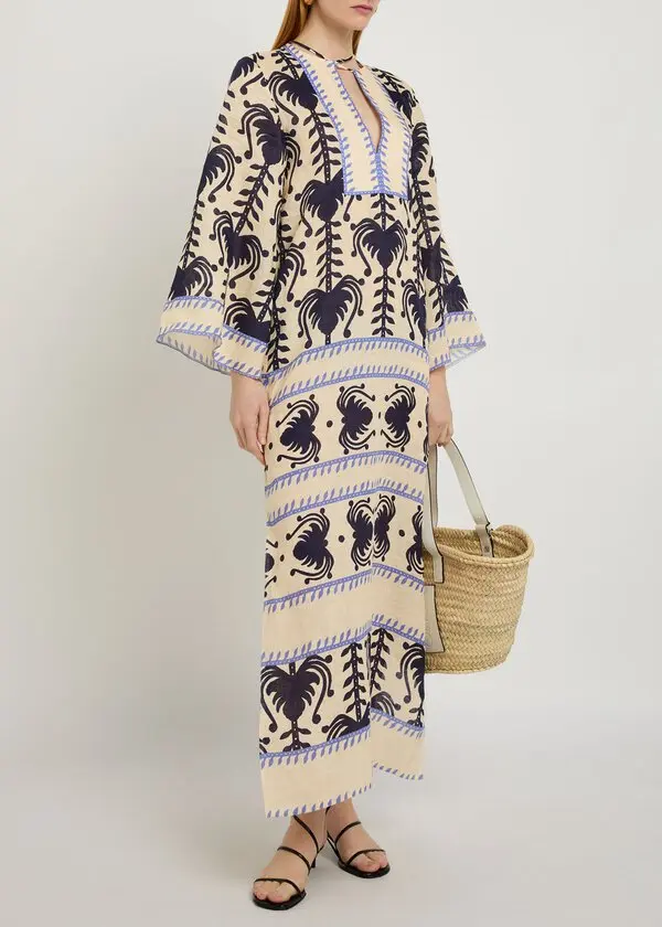 Johanna Ortiz Patterned Linen Maxi Tunic Dress
