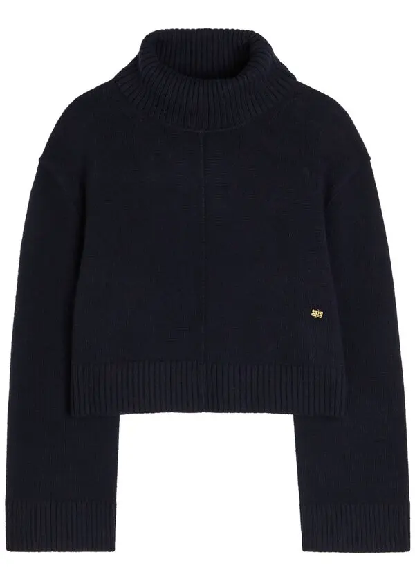 GANNI Wool Turtleneck Jumper - Navy