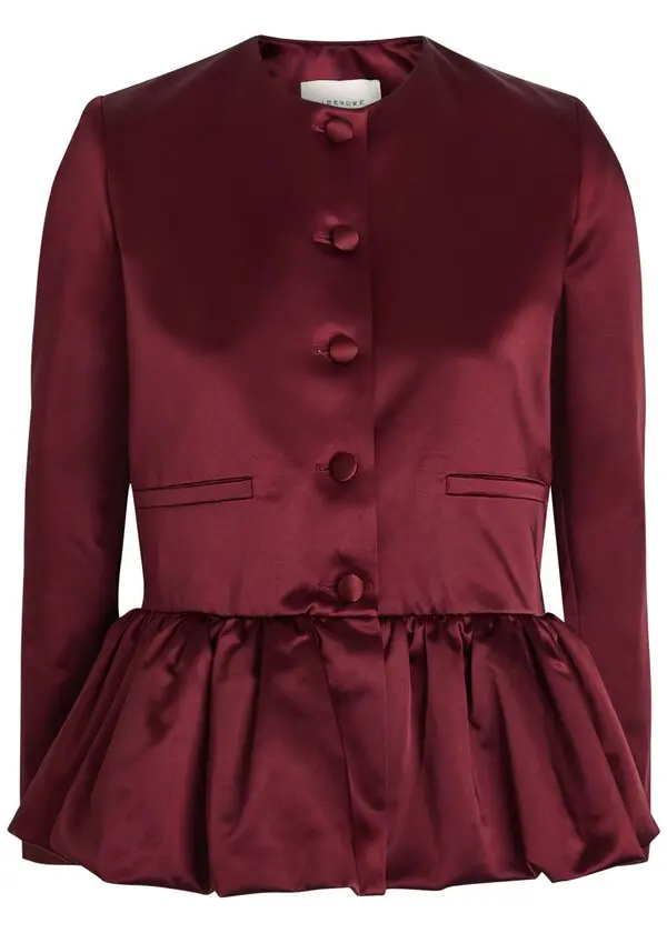 LIBEROWE Peplum Satin Jacket - Burgundy