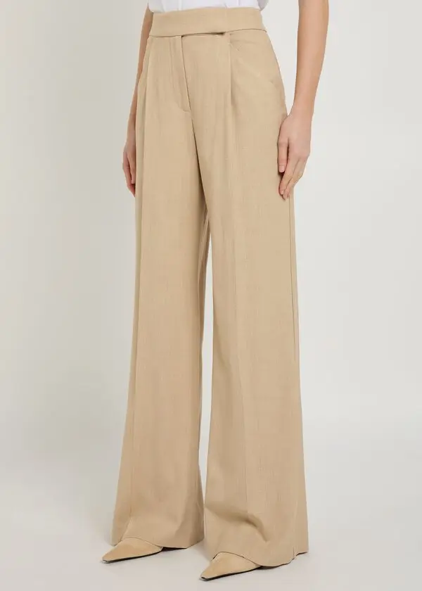 Veronica Beard Marbeau Wide-leg Trousers - Khaki