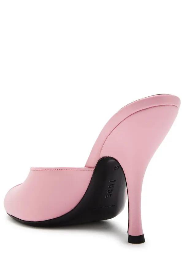 JUDE Date 105 Peep-toe Leather Mules - Light Pink
