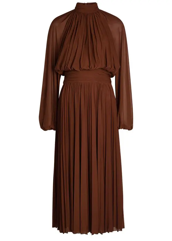 Ronny Kobo Blythe Gathered Stretch-mesh Midi Dress