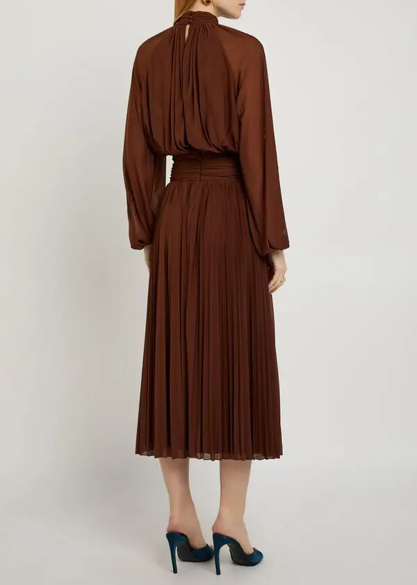 Ronny Kobo Blythe Gathered Stretch-mesh Midi Dress