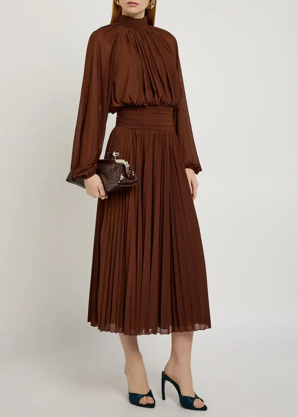 Ronny Kobo Blythe Gathered Stretch-mesh Midi Dress