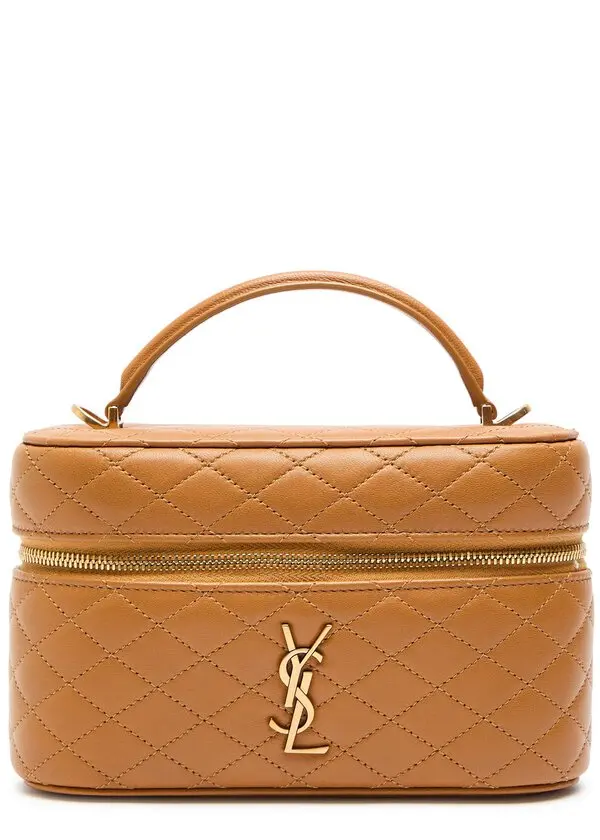 Saint Laurent Gaby Mini Quilted Top Handle Bag - Camel