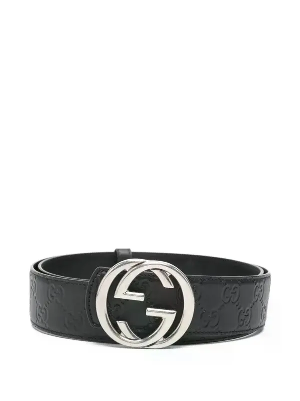 Gucci Logo-buckle Patterned Belt - Black