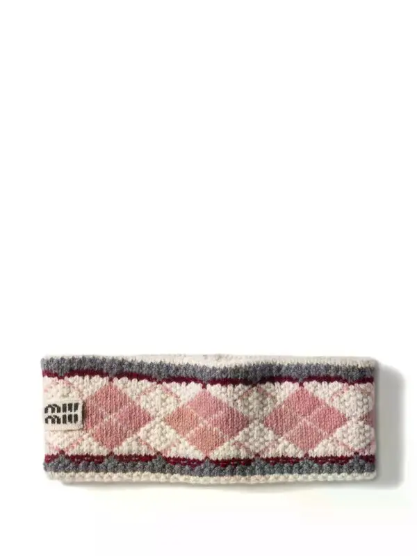 Miu Miu Headband With Logo Patch - Neutrals