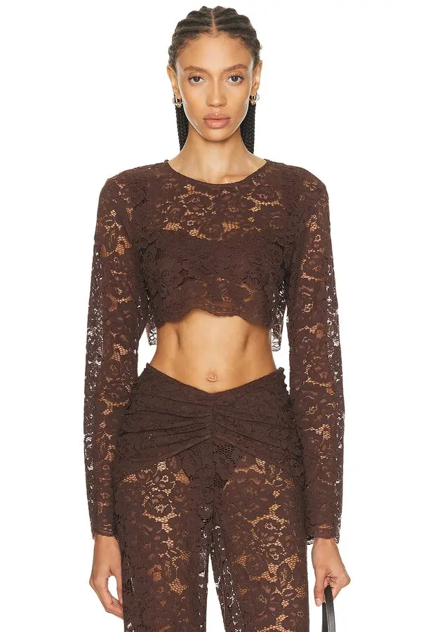 SHANI SHEMER Ella Crop Top - Espresso