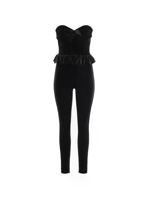 Alessandra Rich Strapless Peplum Jumpsuit - Black