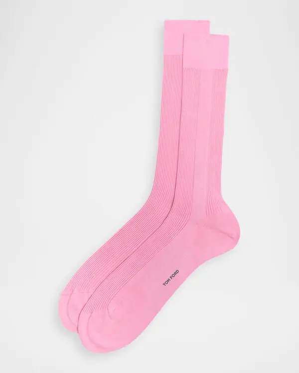 TOM FORD Ribbed Cotton Crew Socks - Pink Camel
