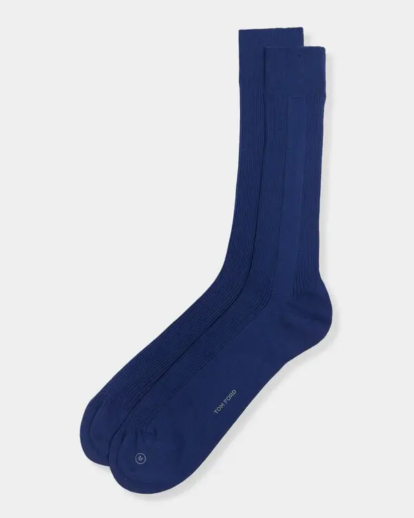 TOM FORD Ribbed Cotton Crew Socks - Royal Blue